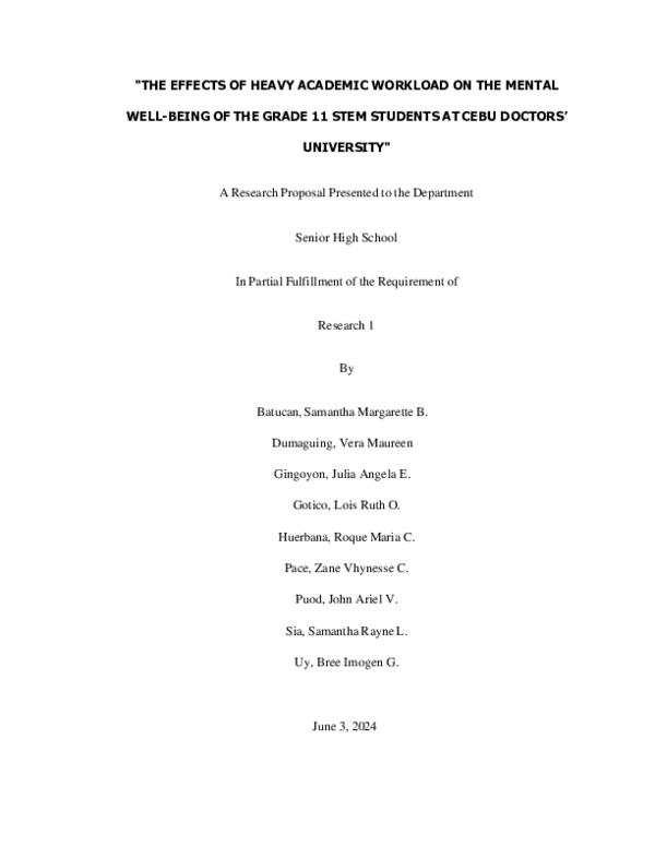 (PDF) THE EFFECTS OF HEAVY ACADEMIC WORKLOAD ON THE MENTAL WELL-BEING ...