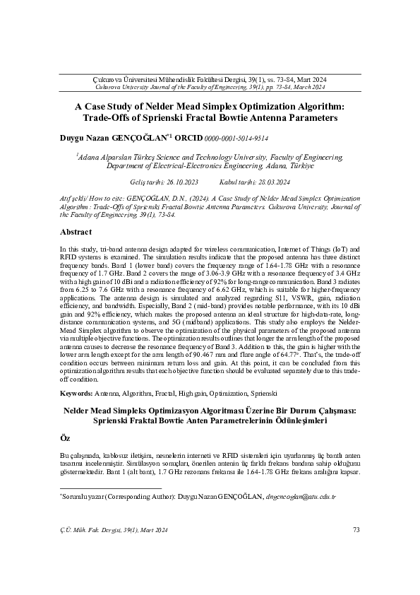 (PDF) Optimizing Tri-Band Antenna Design with Nelder-Mead Algorithm