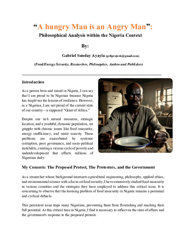 (PDF) "A hungry Man is an Angry Man": Philosophical Analysis within the ...