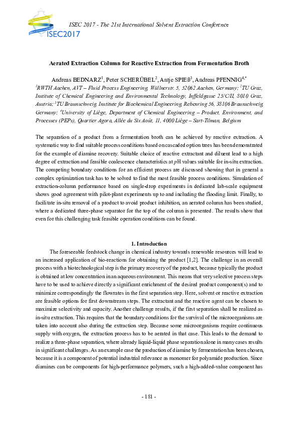 (PDF) Aerated Extraction Column for Reactive Extraction from Fermentation Broth
