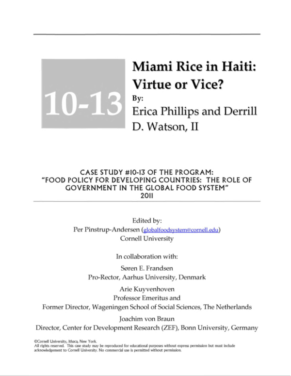 (PDF) Case Study #10-13 of the Program: ''Food Policy For Developing ...