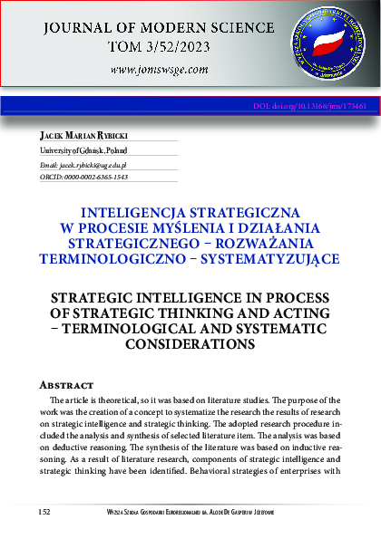 (PDF) Strategic intelligence in process of strategic thinking and action
