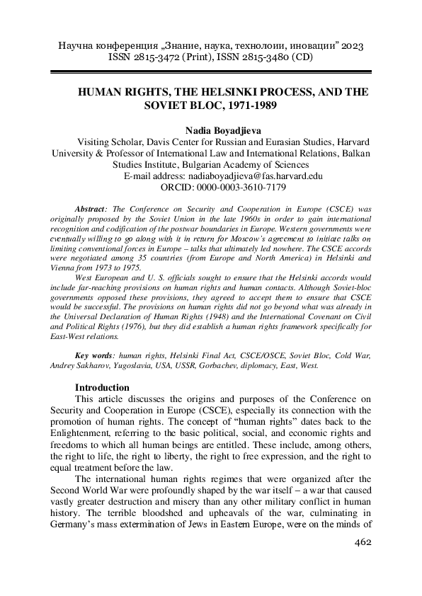 (PDF) HUMAN RIGHTS, THE HELSINKI PROCESS, AND THE SOVIET BLOC, 1971-1989