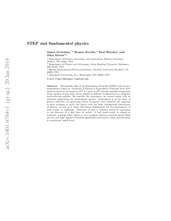(PDF) STEP and fundamental physics