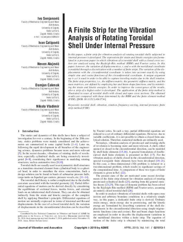 (PDF) A finite strip for the vibration analysis of rotating toroidal ...