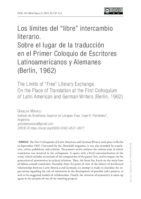 (PDF) Los límites del “libre” intercambio literario. Sobre el lugar de ...