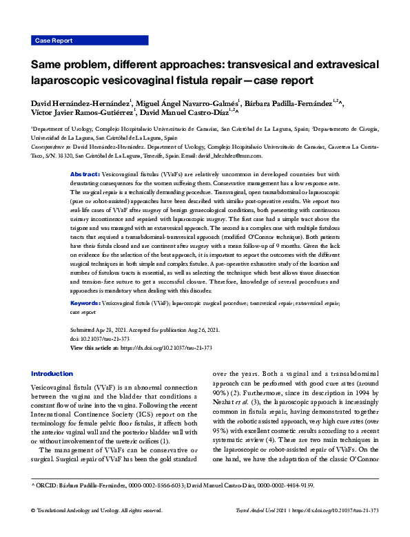 (PDF) Same problem, different approaches: transvesical and extravesical ...