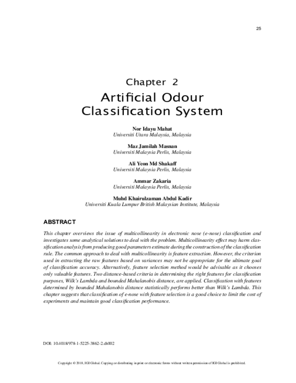 (PDF) Artificial Odour Classification System