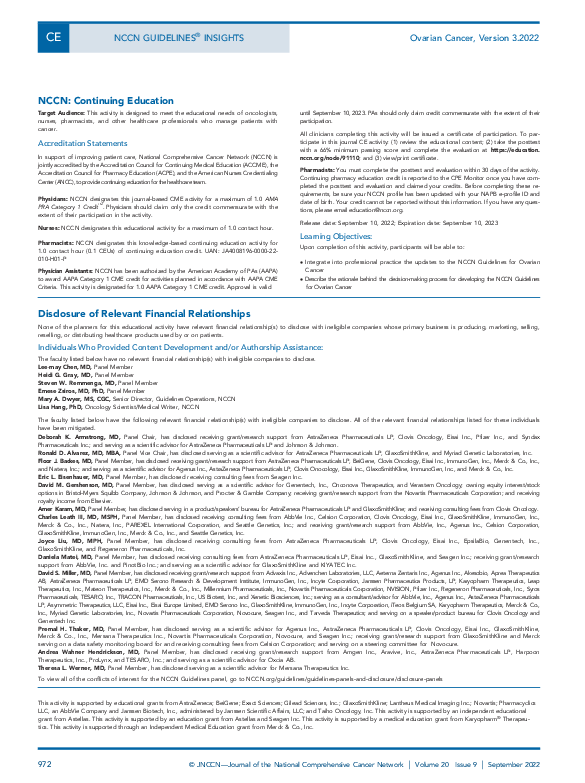 (PDF) NCCN Guidelines Insights: Ovarian Cancer, Version 1.2019