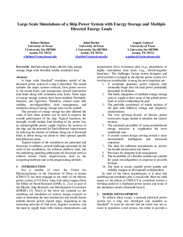 (PDF) Large Scale Simulations of a Ship Power System with Energy ...