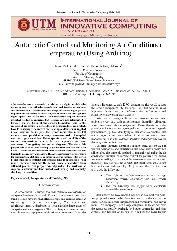 (PDF) Automatic Control and Monitoring Air Conditioner Temperature ...