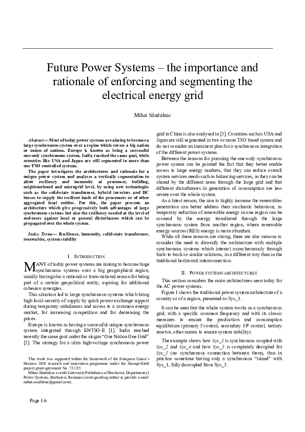 (PDF) Future Power Systems - the importance and rationale of enforcing ...