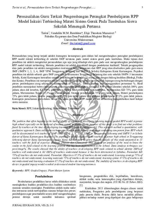 (PDF) Permasalahan Guru Terkait Pengembangan Perangkat Pembelajaran RPP Model Inkuiri Terbimbing ...