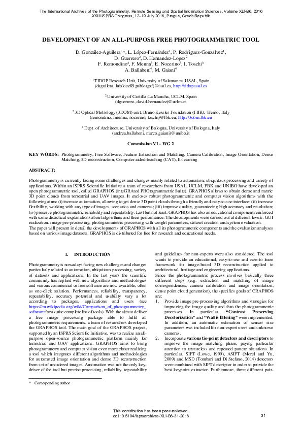 (PDF) Development of an All-Purpose Free Photogrammetric Tool