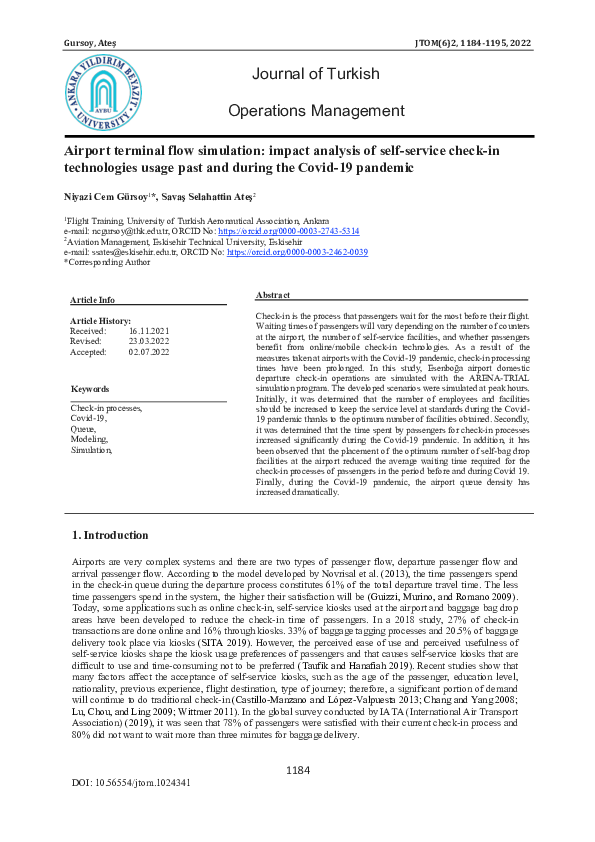 (PDF) Airport terminal flow simulation: impact analysis of self-service ...