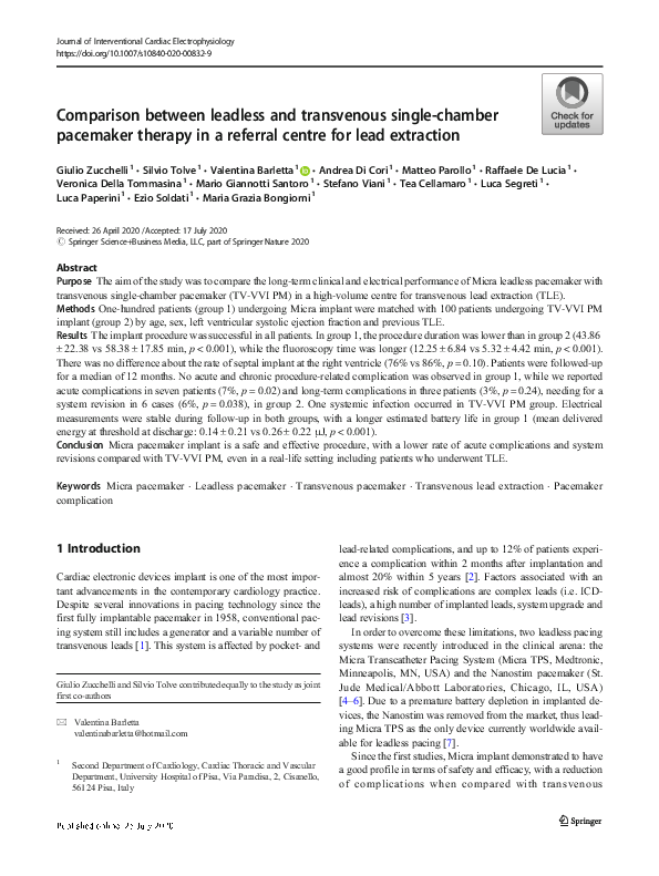 (PDF) Comparison between leadless and transvenous single-chamber ...