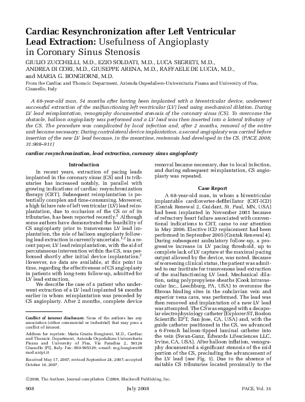 (PDF) Cardiac Resynchronization after Left Ventricular Lead Extraction ...
