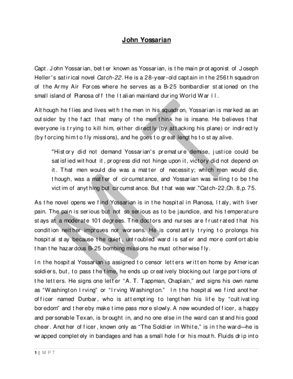 (PDF) . Character of John Yossarian in Catch -22