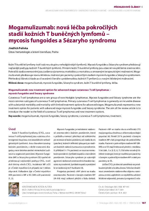 (PDF) Mogamulizumab: new treatment option for advanced stages cutaneous ...