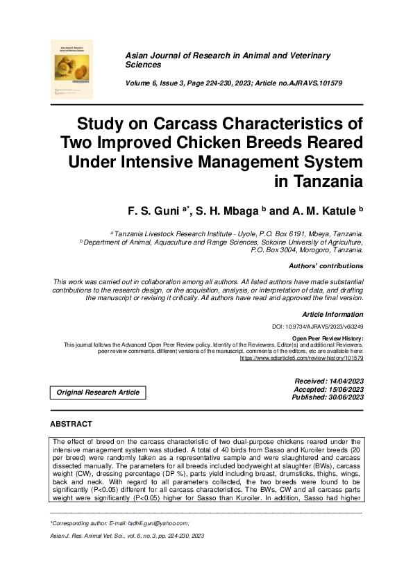(PDF) Study on Carcass Characteristics of Two Improved Chicken Breeds ...