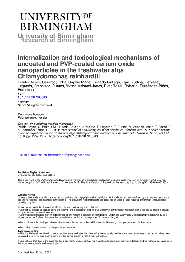 (PDF) Internalization and toxicological mechanisms of uncoated and PVP ...
