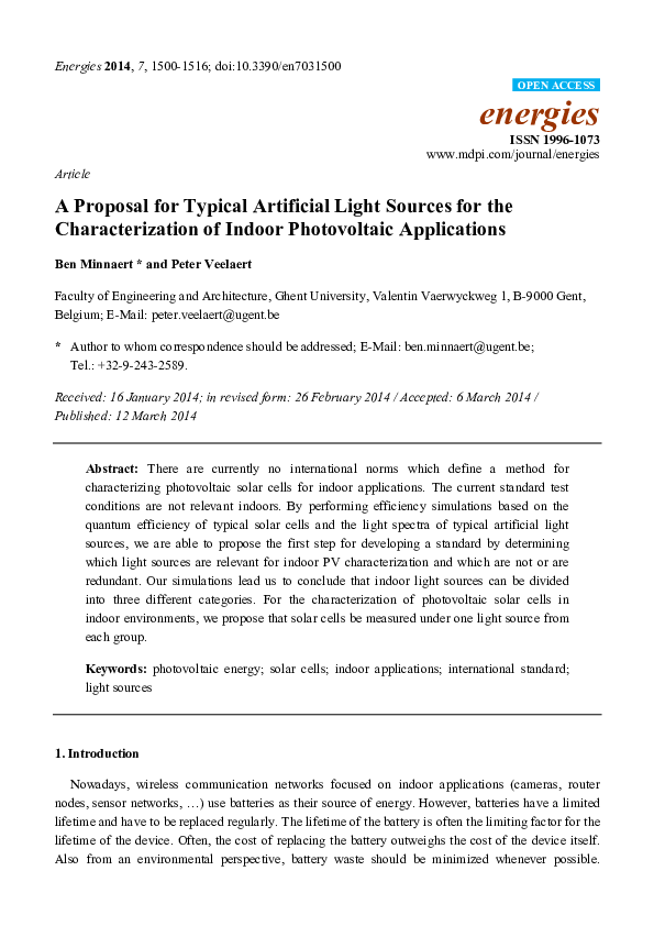 (PDF) A Proposal for Typical Artificial Light Sources for the ...