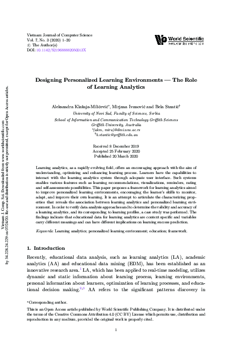 (PDF) Designing Personalized Learning Environments — The Role of Learning Analytics
