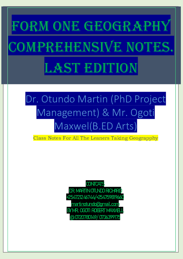 (PDF) GEOGRAPHY FORM ONE WORK