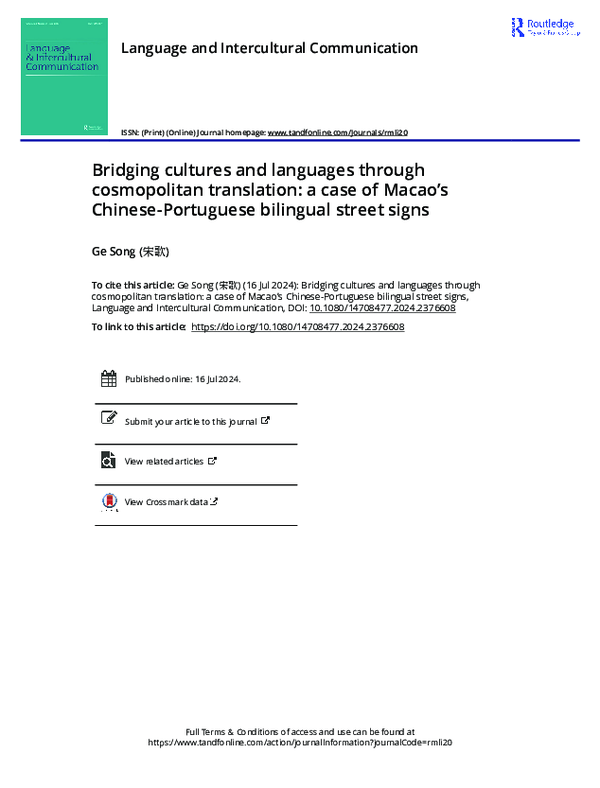 (PDF) Bridging Cultures and Languages through Cosmopolitan Translation ...