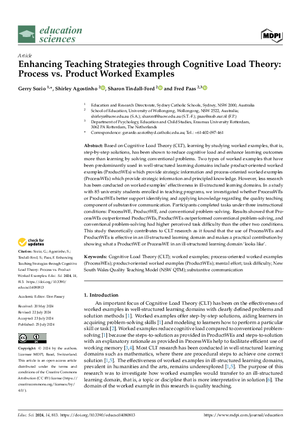 (PDF) Enhancing Teaching Strategies through Cognitive Load Theory ...