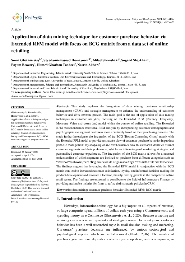 (PDF) Application of data mining technique for customer purchase behavior via Extended RFM model ...