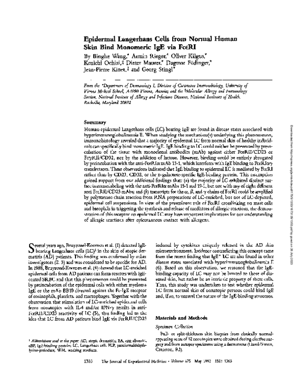 (PDF) Epidermal Langerhans cells from normal human skin bind monomeric ...