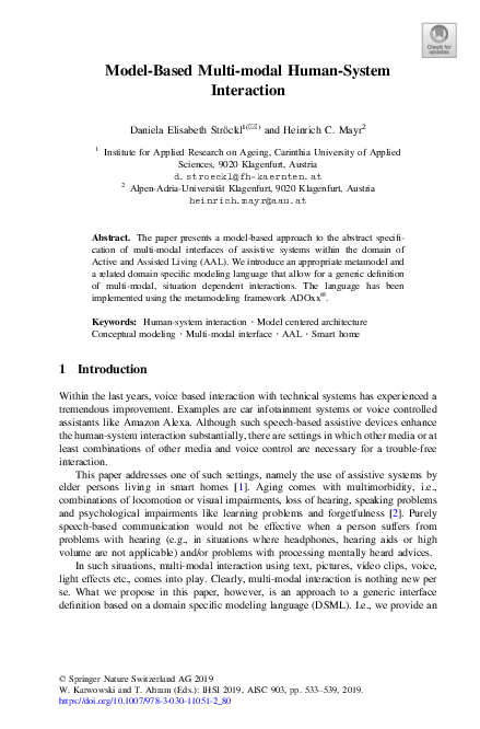 Pdf Model Based Multi Modal Human System Interaction