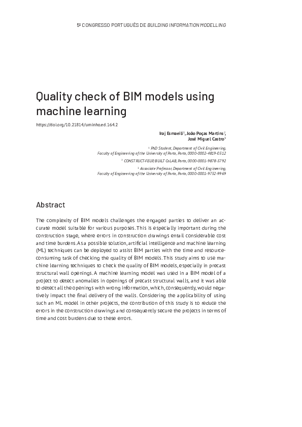 (PDF) Quality check of BIM models using machine learning