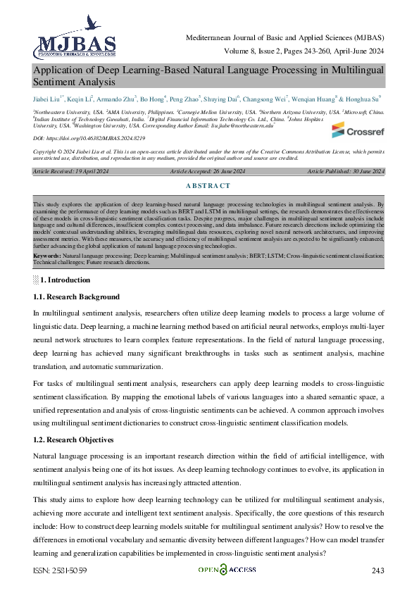 (PDF) Application of Deep Learning-Based Natural Language Processing in Multilingual Sentiment ...