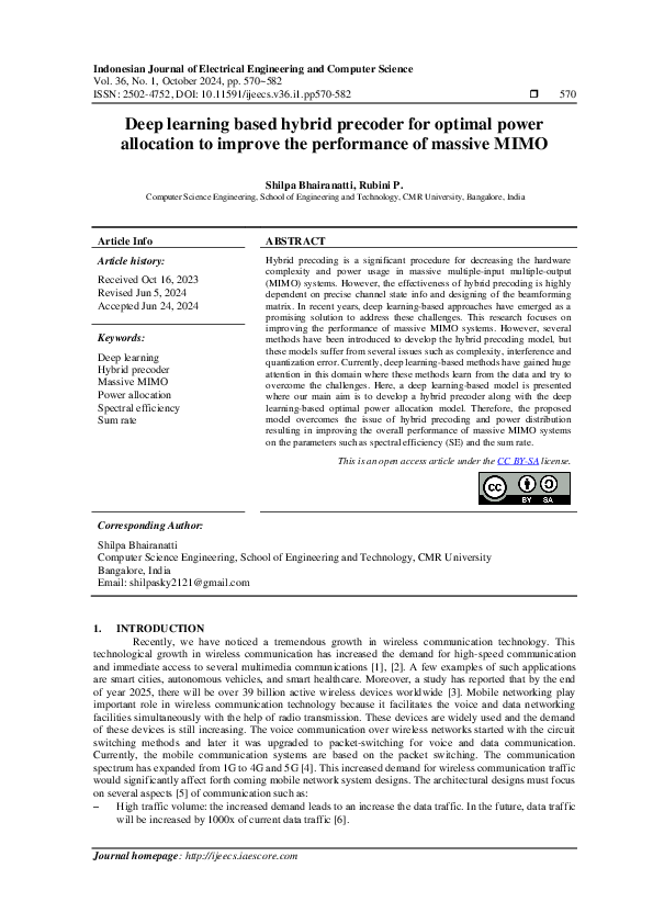 Pdf Deep Learning Based Hybrid Precoder For Optimal Power Allocation To Improve The