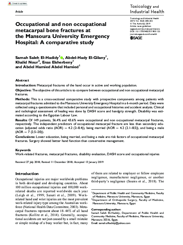 (PDF) Comparative Analysis of Occupational vs Non-Occupational ...