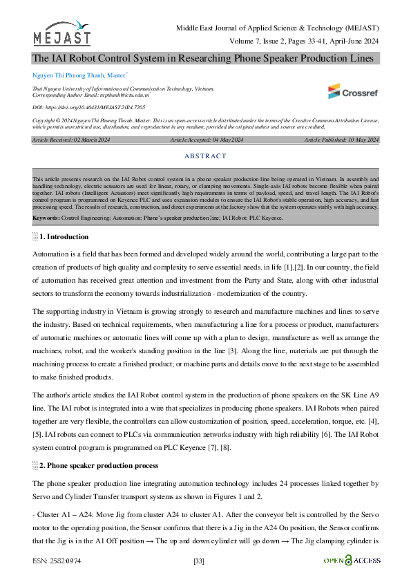 (PDF) The IAI Robot Control System in Researching Phone Speaker ...