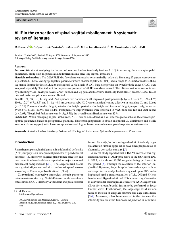 (PDF) ALIF in the correction of spinal sagittal misalignment. A ...