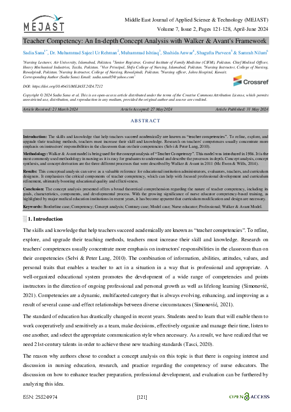 (PDF) Teacher Competency: An In-depth Concept Analysis with Walker ...