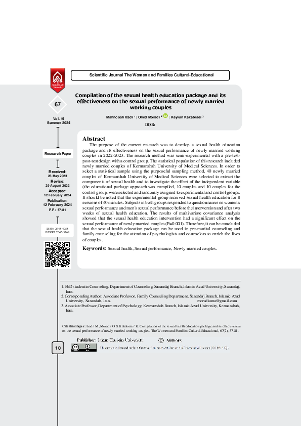 (PDF) Compilation of the sexual health education package and its effectiveness on the sexual ...