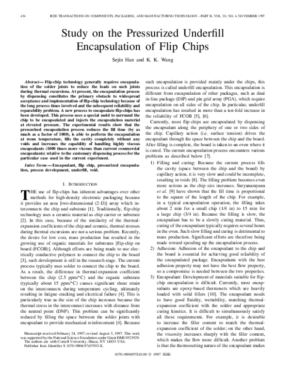 (PDF) Study on the pressurized underfill encapsulation of flip chips