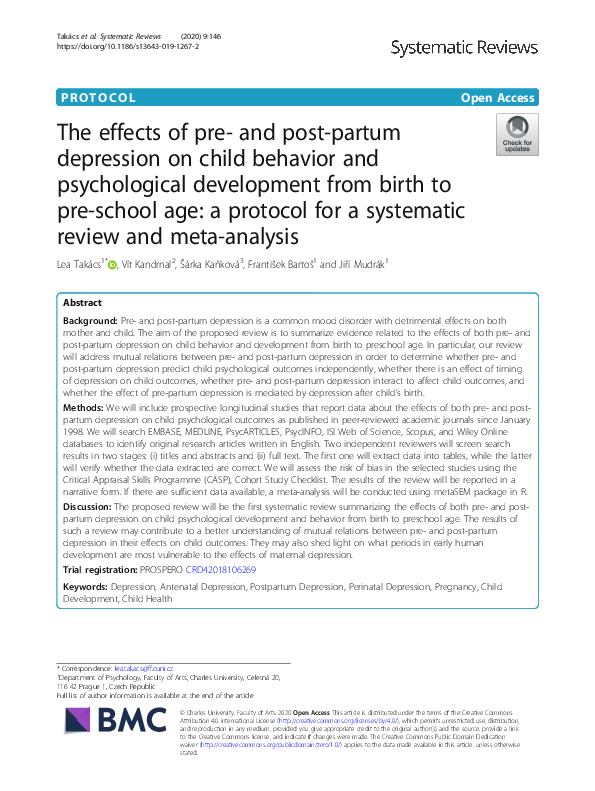 (PDF) The effects of pre- and post-partum depression on child behavior and psychological ...