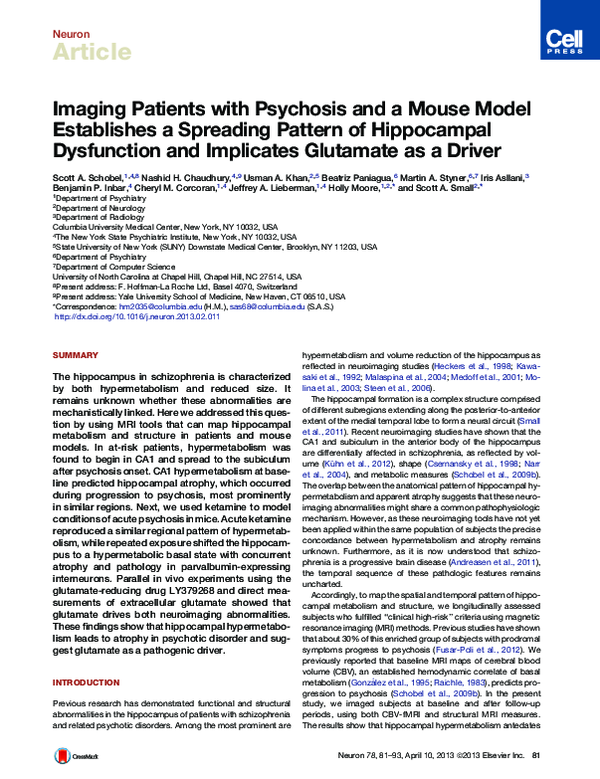 (PDF) Imaging Patients with Psychosis and a Mouse Model Establishes a ...