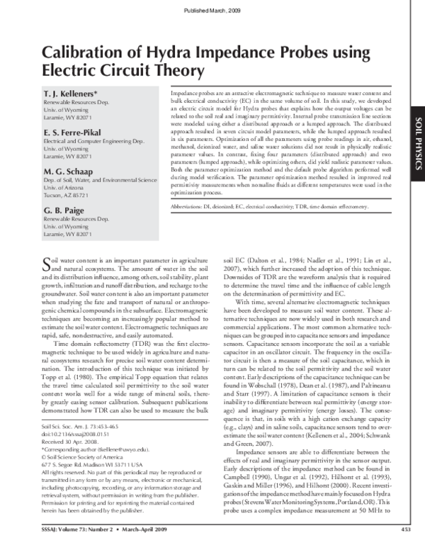 (PDF) Calibration of Hydra Impedance Probes using Electric Circuit Theory