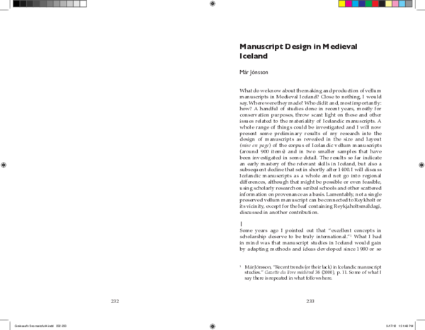 (PDF) Manuscript design in Medieval Iceland