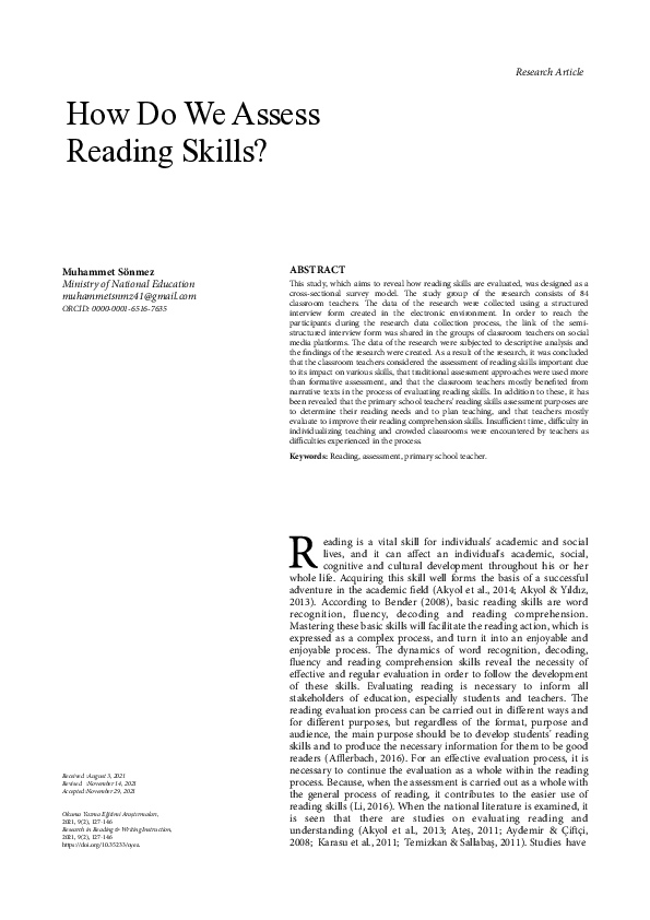 (PDF) How do we assess reading skills?