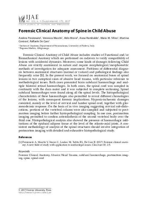 (PDF) Forensic Clinical Anatomy of Spine in Child Abuse