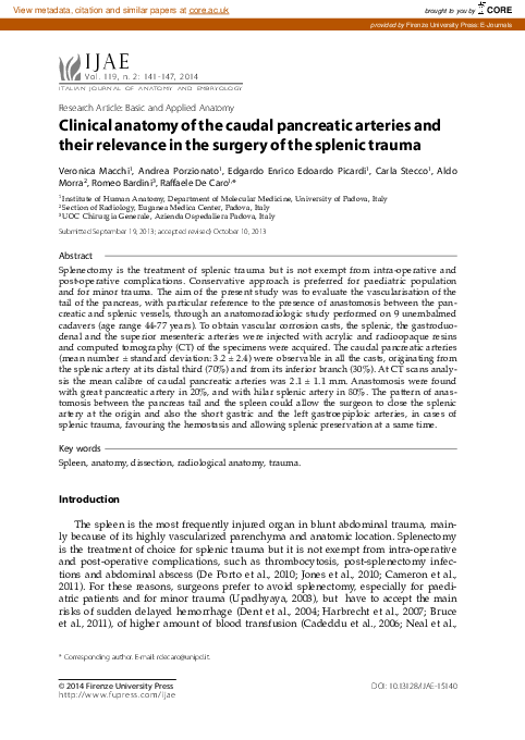 (PDF) Clinical anatomy of the caudal pancreatic arteries and their ...