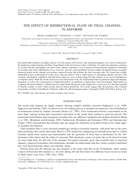 (PDF) The effect of bidirectional flow on tidal channel planforms